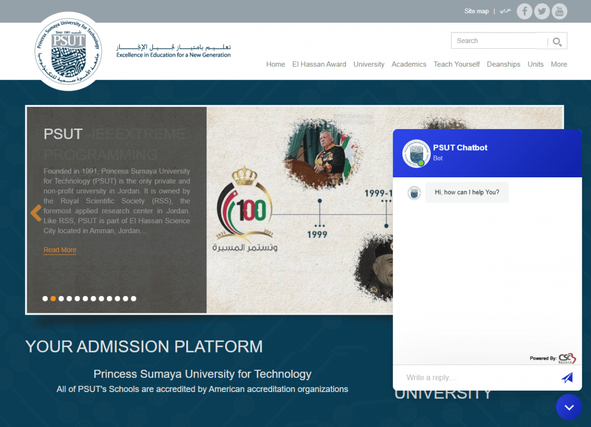 CSC Beyond Partners with PSUT to integrate our A.I Chatbot for ...